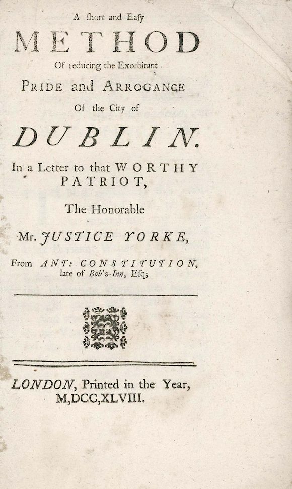 Bonhams : DUBLIN A Short and Easy Method of Reducing in Exorbitant ...