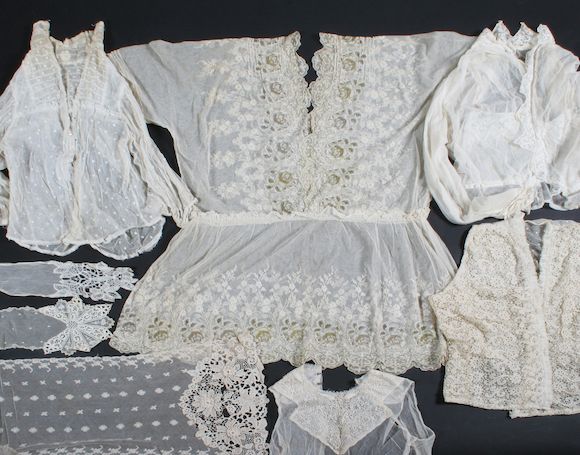 Bonhams : A collection of machine lace and net clothing