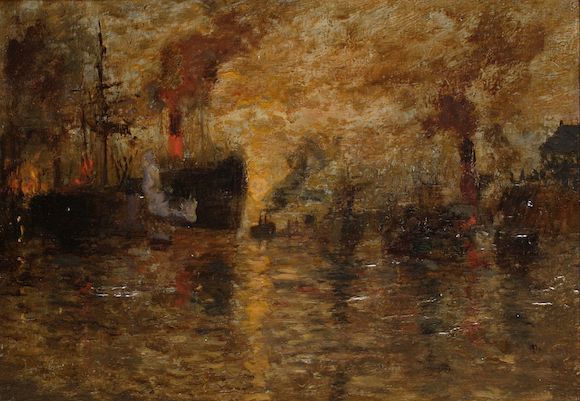 Bonhams : James Kay, RSA RSW (British, 1858-1942) Vessels on the Clyde ...