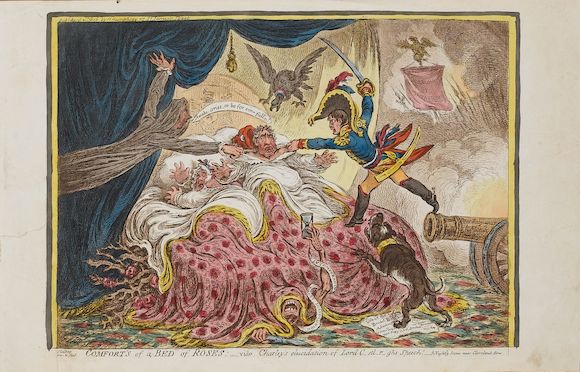 Bonhams : James Gillray (British, 1757-1815) Comforts of a Bed of Roses ...