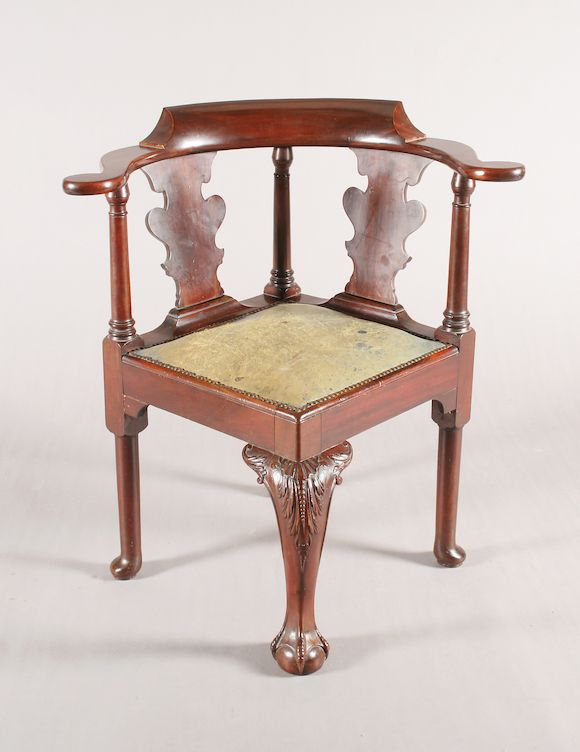 Bonhams : A George II style mahogany corner elbow chair, circa 1900