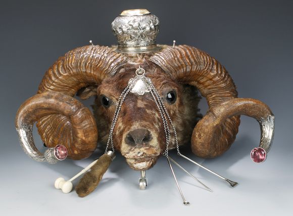 Bonhams : A Victorian silver mounted rams head snuff mull With makers ...