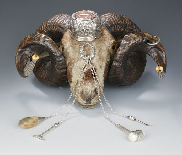 Bonhams : A Victorian silver mounted ram's head snuff mull With makers ...