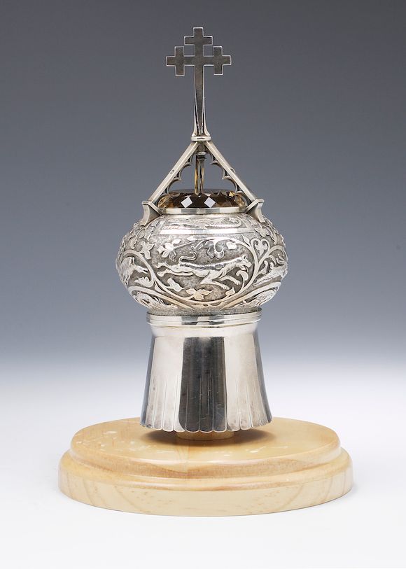 Bonhams : A Victorian citrine mounted silver ink stand with Russian ...
