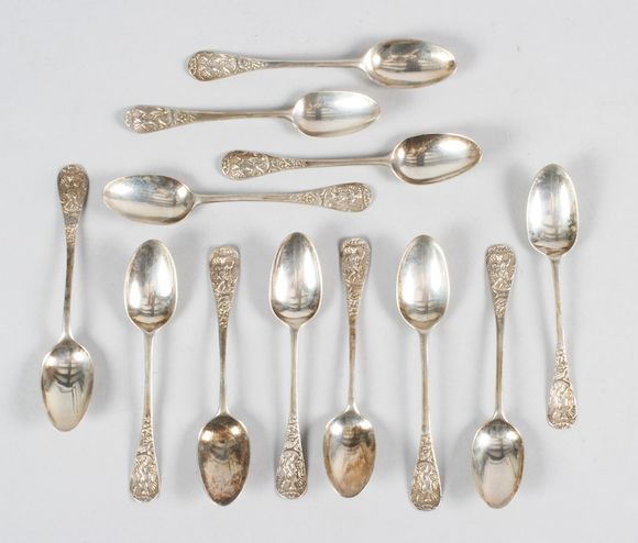 Bonhams : A matched set of twelve teaspoons Various maker's, some ...