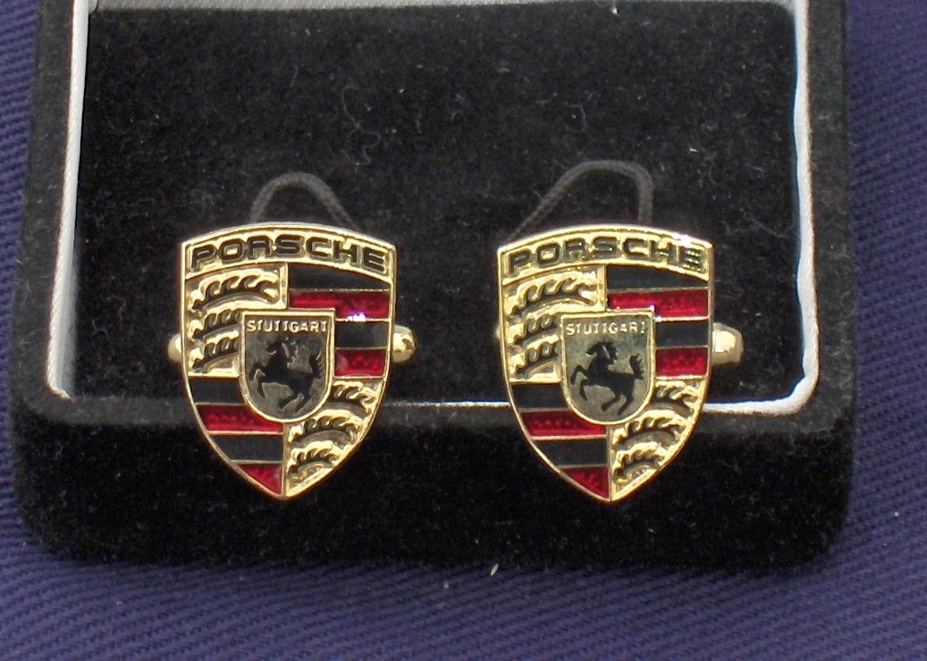 Bonhams Cars : A pair of boxed Porsche enamel cufflinks with plating in ...