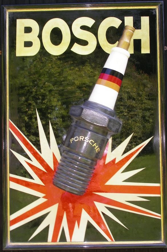 Bonhams Cars : A Bosch Spark Plug/Porsche advertising board,