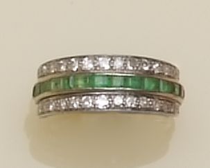 Bonhams : A diamond, ruby and emerald swivel eternity ring