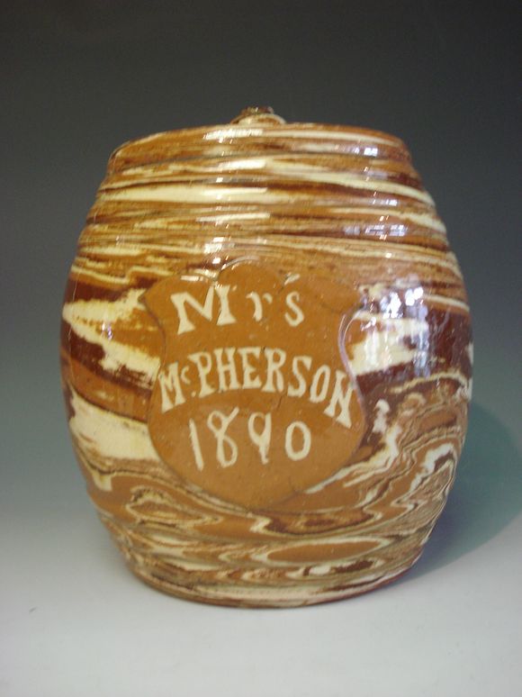 Bonhams : A Seaton pottery named agate ware storage jar and cover dated ...