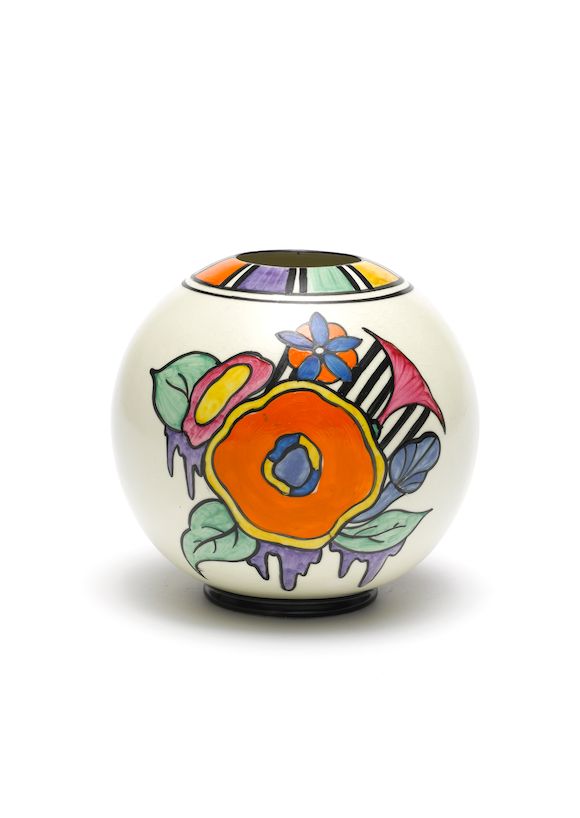 Bonhams : Clarice Cliff 'Latona Cartoon Flowers' a Globe Vase (shape ...