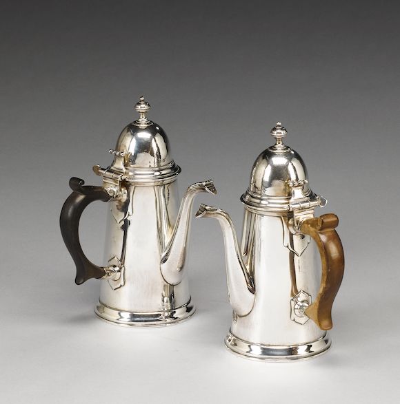 Bonhams : A pair of Edwardian Britannia standard silver cafe au lait ...