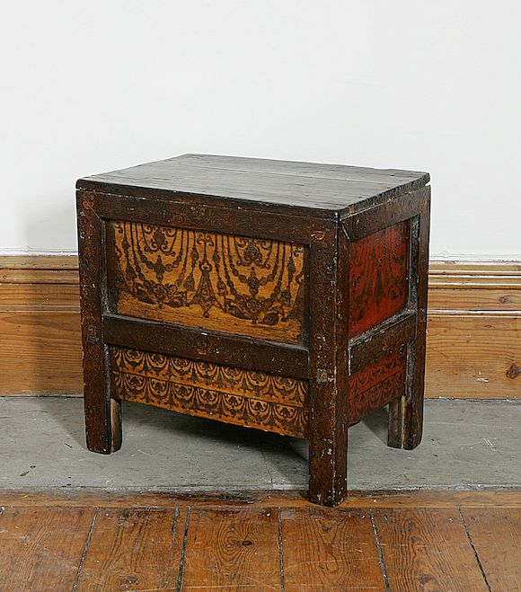 Bonhams : A Tibetan or Himalayan rectangular wood stand,