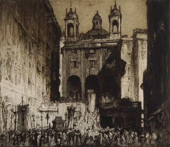 Bonhams : Sir Frank Brangwyn, R.A. (British, 1867-1956) St. Peter's, Genoa