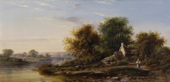 Bonhams : Alfred H. Vickers (British, 19th Century) Figures fishing by ...