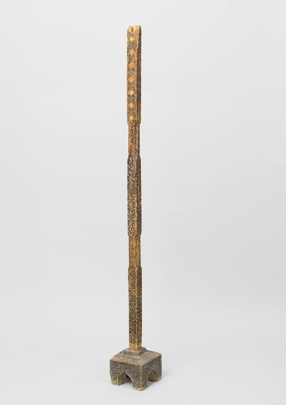 Bonhams : An Ilkhanid or Timurid lacquered wood Tent Post and carved ...
