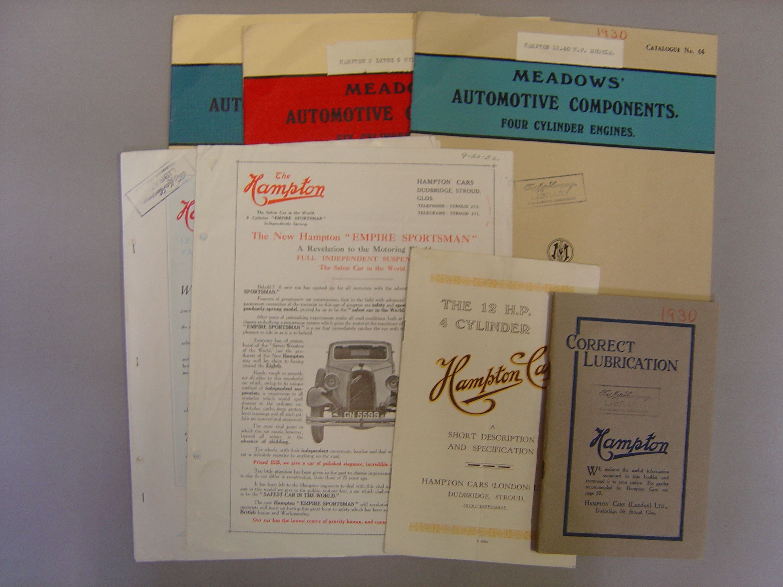 Bonhams Cars : Hampton Cars Correct Lubrication booklet, 1930,