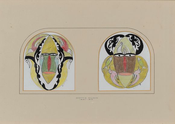 Bonhams : Scottie Wilson, RSA RSW (British, 1889-1972) Two faces each ...