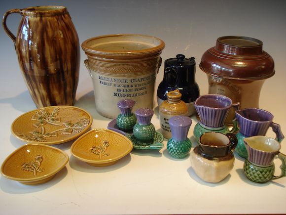 Bonhams : A tall treacle glazed ewer possibly Portobello