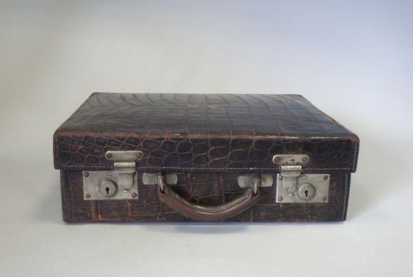 Bonhams : An Edwardian green crocodile leather 14 inch suitcase By Drew ...