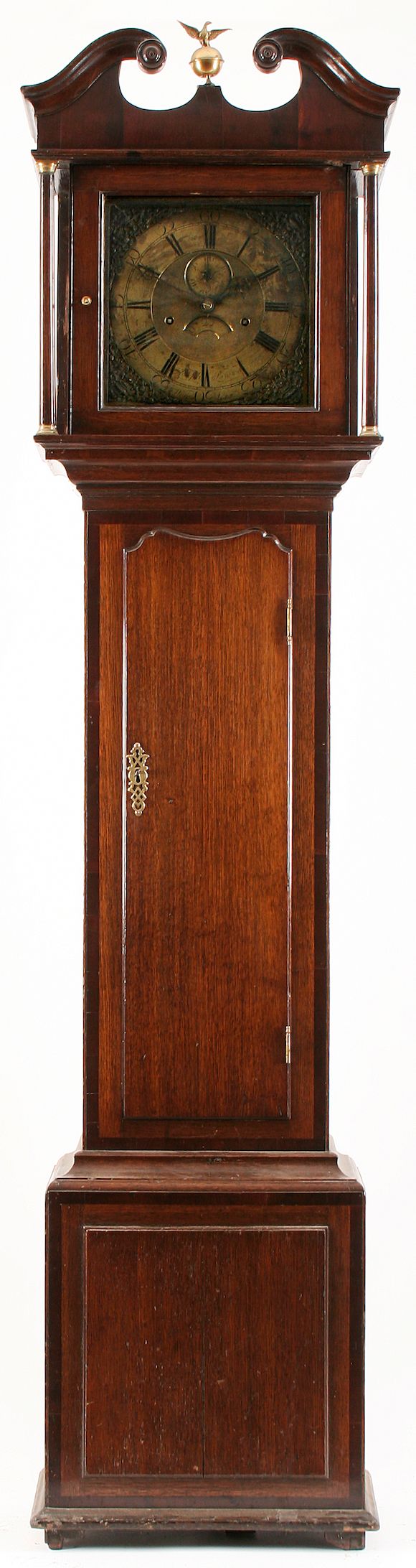 Bonhams : A George III oak and mahogany-cased 8-day brass dial longcase ...