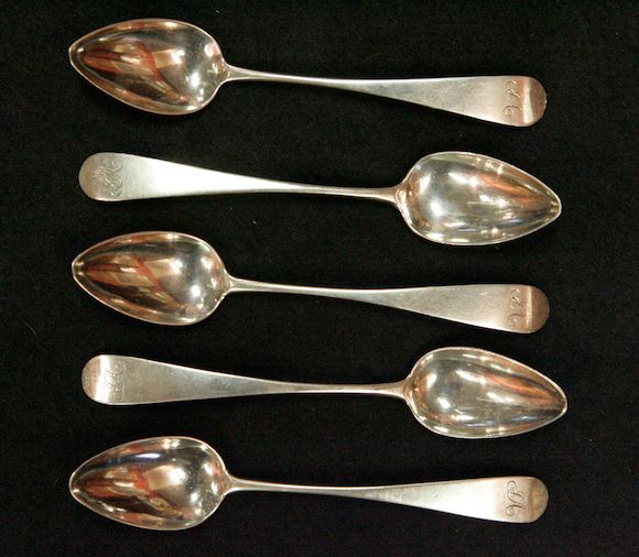 Bonhams : A set of six Old English teaspoons By William Ritchie of ...