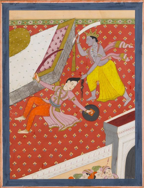 Bonhams : Krishna slaying the demon Kansa with an elephant's tusk ...