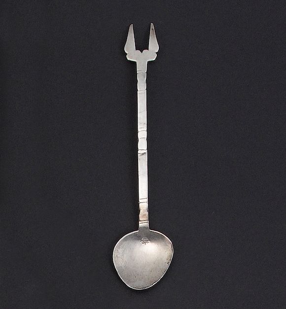 Bonhams : A late 17th / early 18th century silver sucket spoon / fork ...