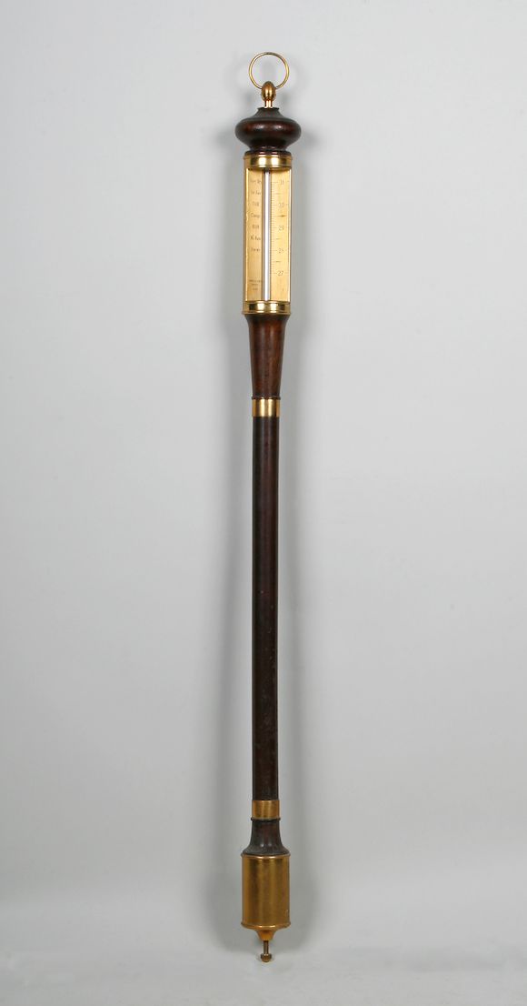 Bonhams : A 20th century mahogany and brass stick barometer Burke ...