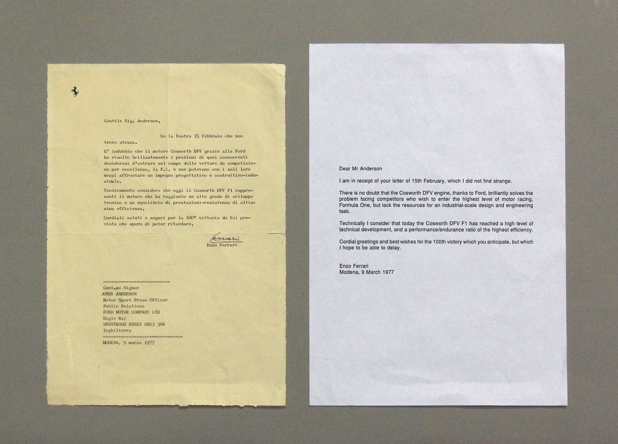 Bonhams Cars : An amusing letter from Enzo Ferrari concerning the ...