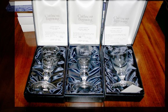 Bonhams : Twelve Caithness Christmas glass goblets dated 1975 to 1986,