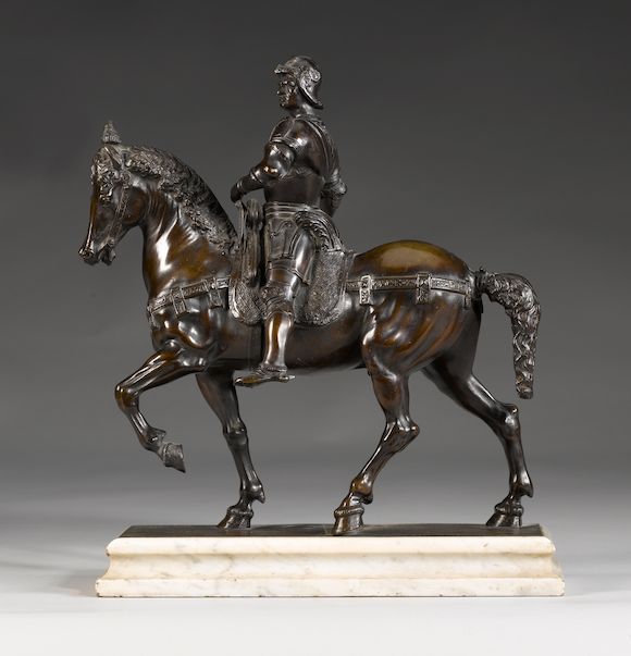 Bonhams : Bartolommeo Colleone (Italian ): A bronze figure of Condottiere