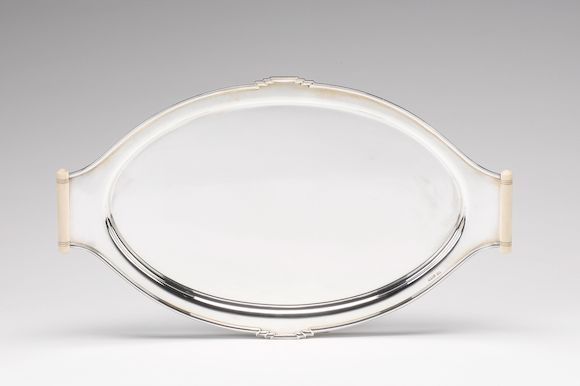 Bonhams : An Art Deco silver tray with ivory handles, maker's mark ...