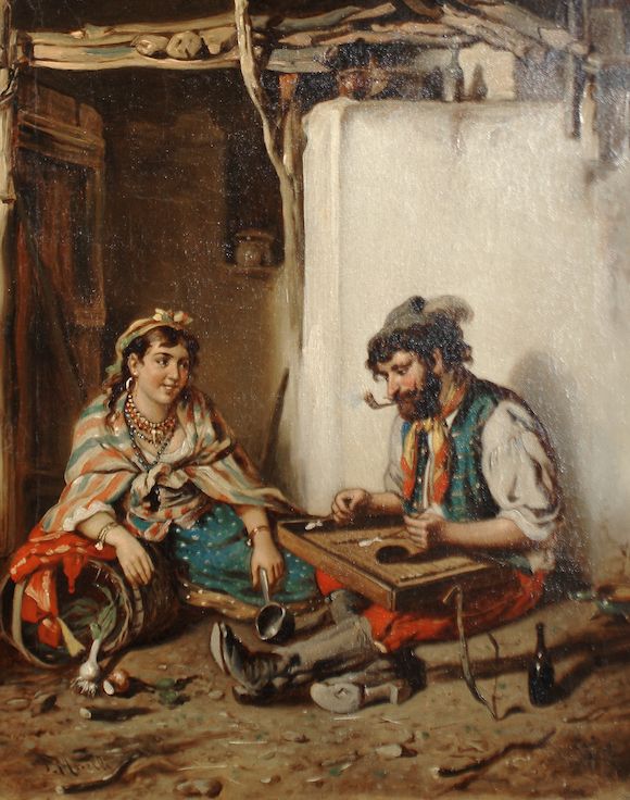 Bonhams : F. Morelli (Italian, 20th Century) The zither player