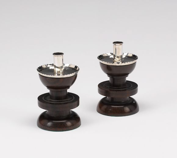 Bonhams : A pair of late Victorian silver mounted tapersticks, by ...