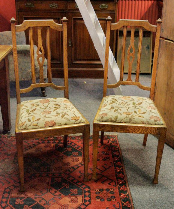 Bonhams : A set of six late Victorian oak parlour chairs