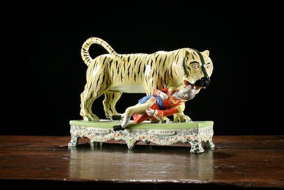 Bonhams : The Death of Munrow, a good Staffordshire group, circa 1825-35