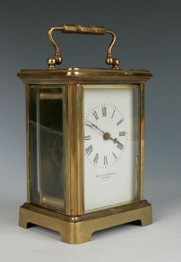 Bonhams : A brass carriage clock Mackay and Chisholm