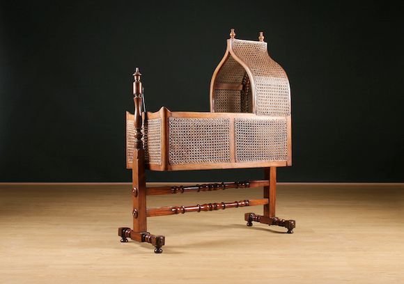 Bonhams : A 19th Century mahogany and cane crib