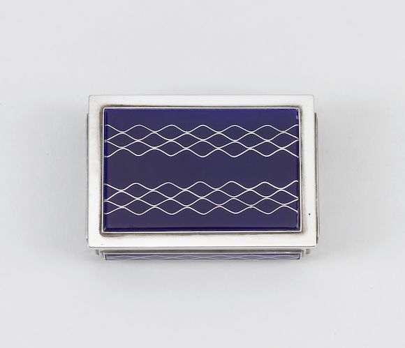 Bonhams : A silver and enamelled box, by Peter Malcolm & Boyman Howe, London 1970,together with ...