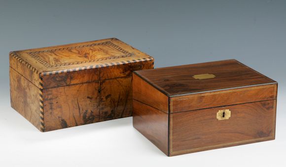 Bonhams : A Victorian walnut writing slope, walnut and parquetry ...
