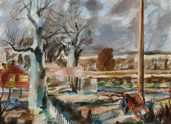 Bonhams : Rowland Suddaby (British, 1912-1973) Landscape with cart