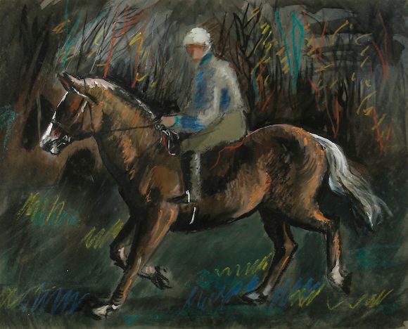 Bonhams : Rowland Suddaby (British, 1912-1973) Horse and jockey, Newmarket