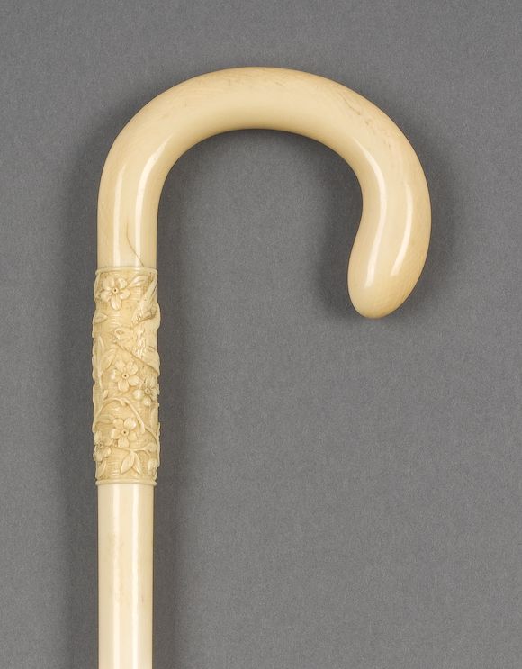 Bonhams : A late Victorian Aesthetic Movement ivory parasol handle and ...