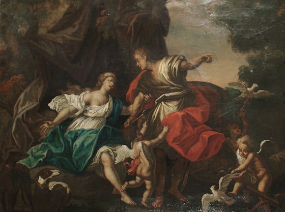 Bonhams : German School, early 18th Century Venus and Adonis 35.8 x 45 ...