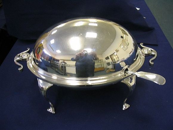 Bonhams : An oval shaped silver plated turnover breakfast dish, liner ...