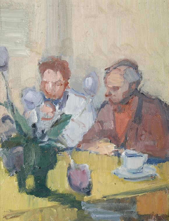 Bonhams : Michael Salaman (British, 1911-1991) Tea with tulips ...