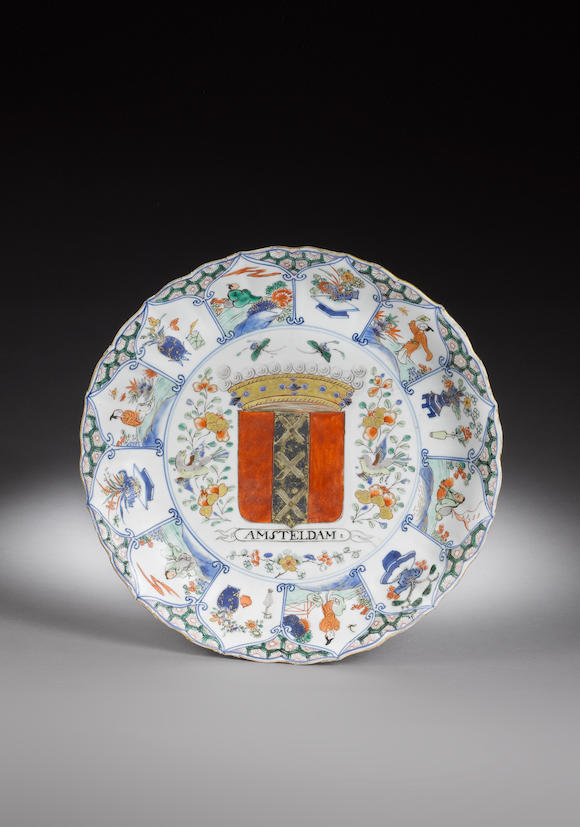 Bonhams A Rare Famille Verte Armorial Dish For The Dutch Market Kangxi