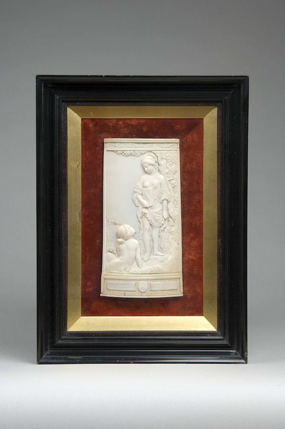 Bonhams : A late 19th Century carved ivory plaque