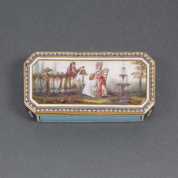 Bonhams : An early 19th century Swiss gold and enamelled snuff box, by ...