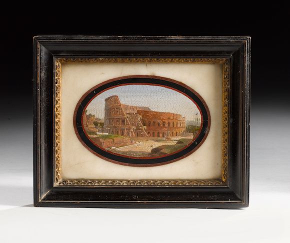 Bonhams : A Italian micro-mosaic oval Panel depicting a view of the ...